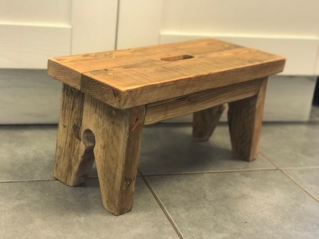 Reclaimed Wood Step Stool: Rustic Farmhouse Style Bench - Kitchen or ...