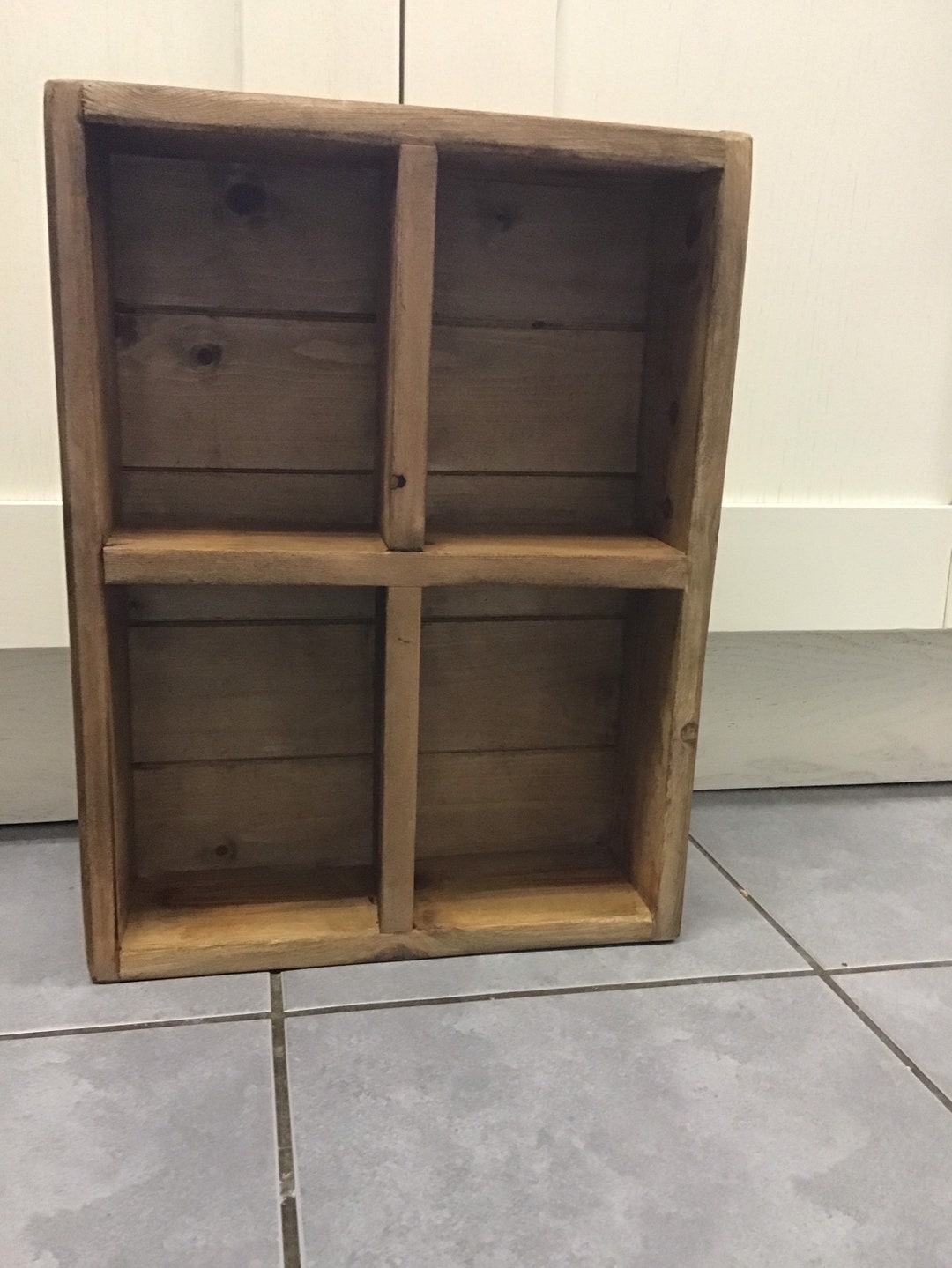 Rustic Wooden Kitchen Display - Storage Unit With Four Cubby Holes ...