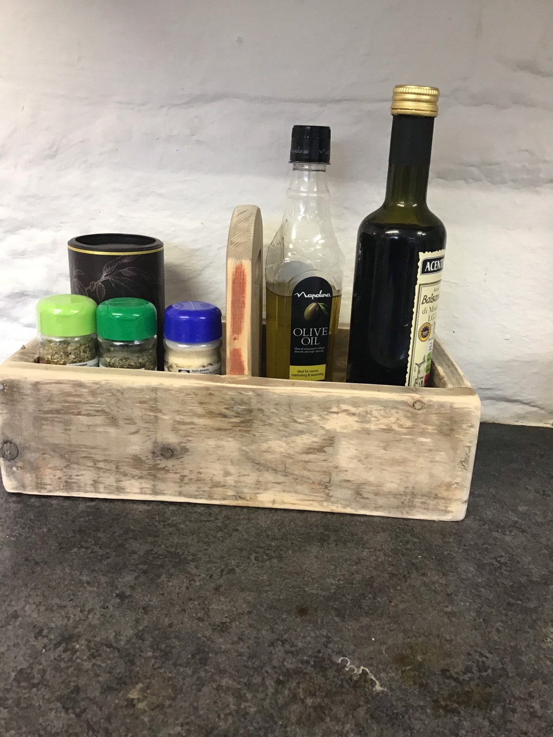 Rustic Kitchen Box / Wooden Planter / Handmade Wooden Kitchen Utensil ...