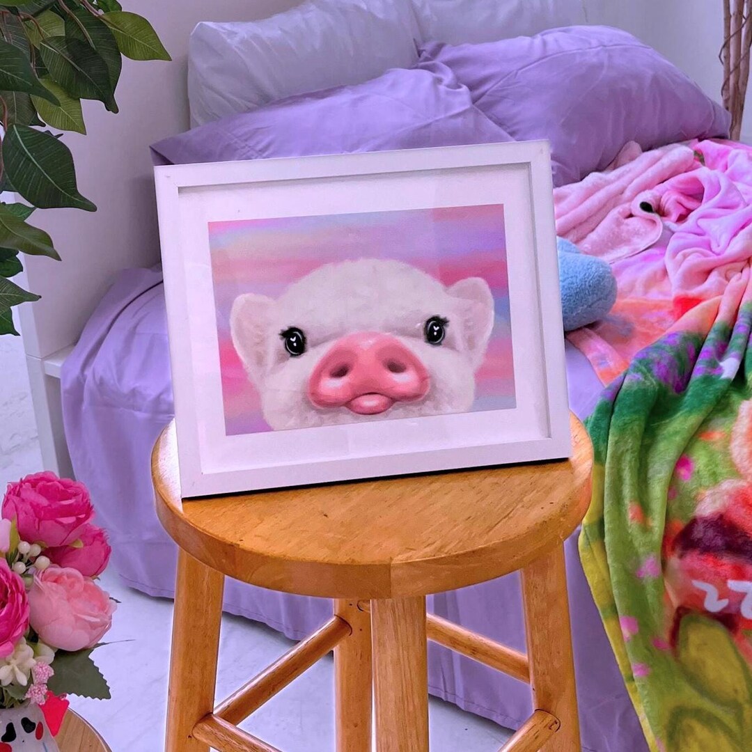 Cute Pig Art Print 6x9, Cute Pig Art, Animals Nursery Wall Art, Cute ...