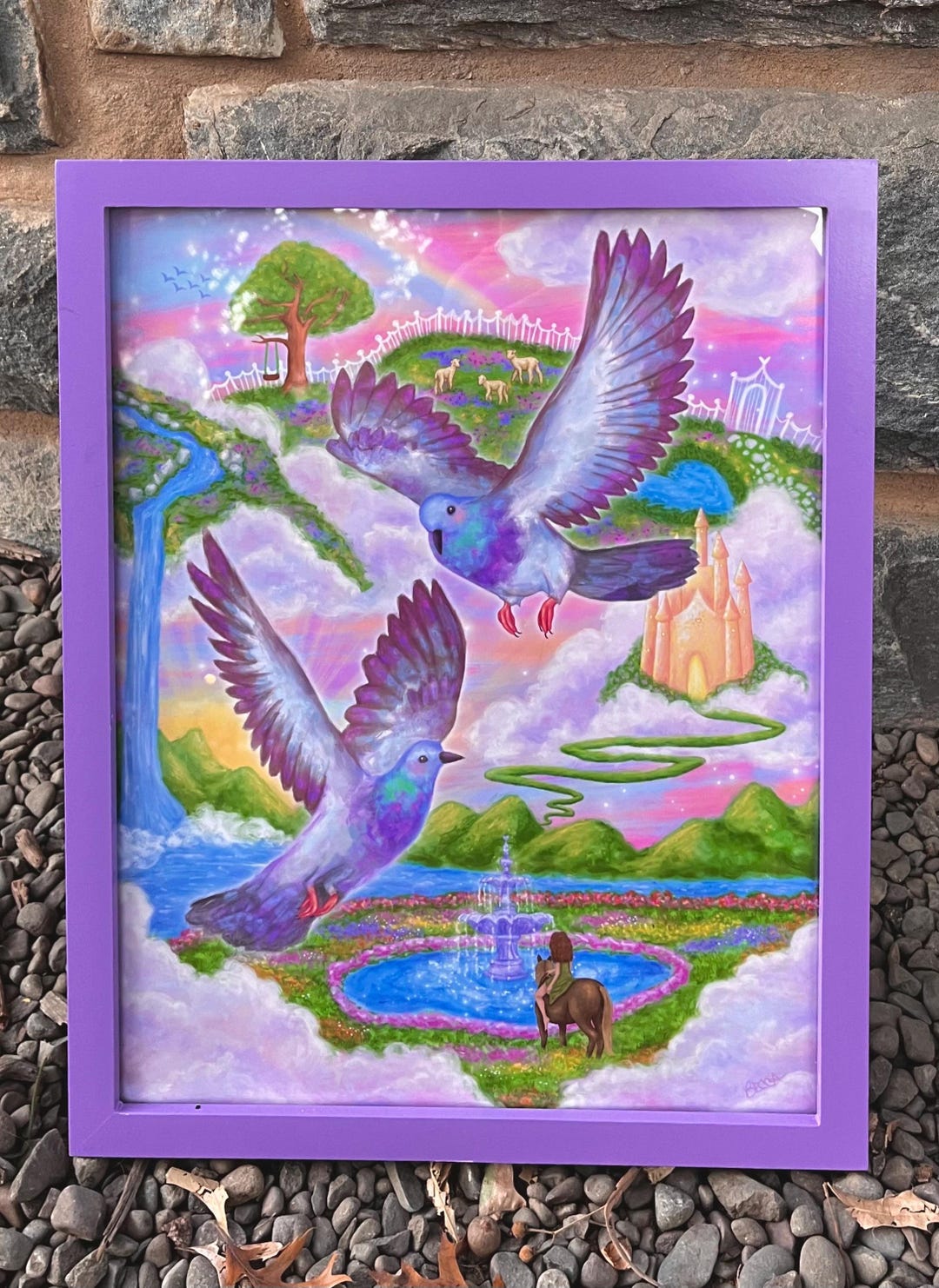 Pigeons in Heaven Print 11x14, Animal Art, Heaven Art, Pigeon Art ...