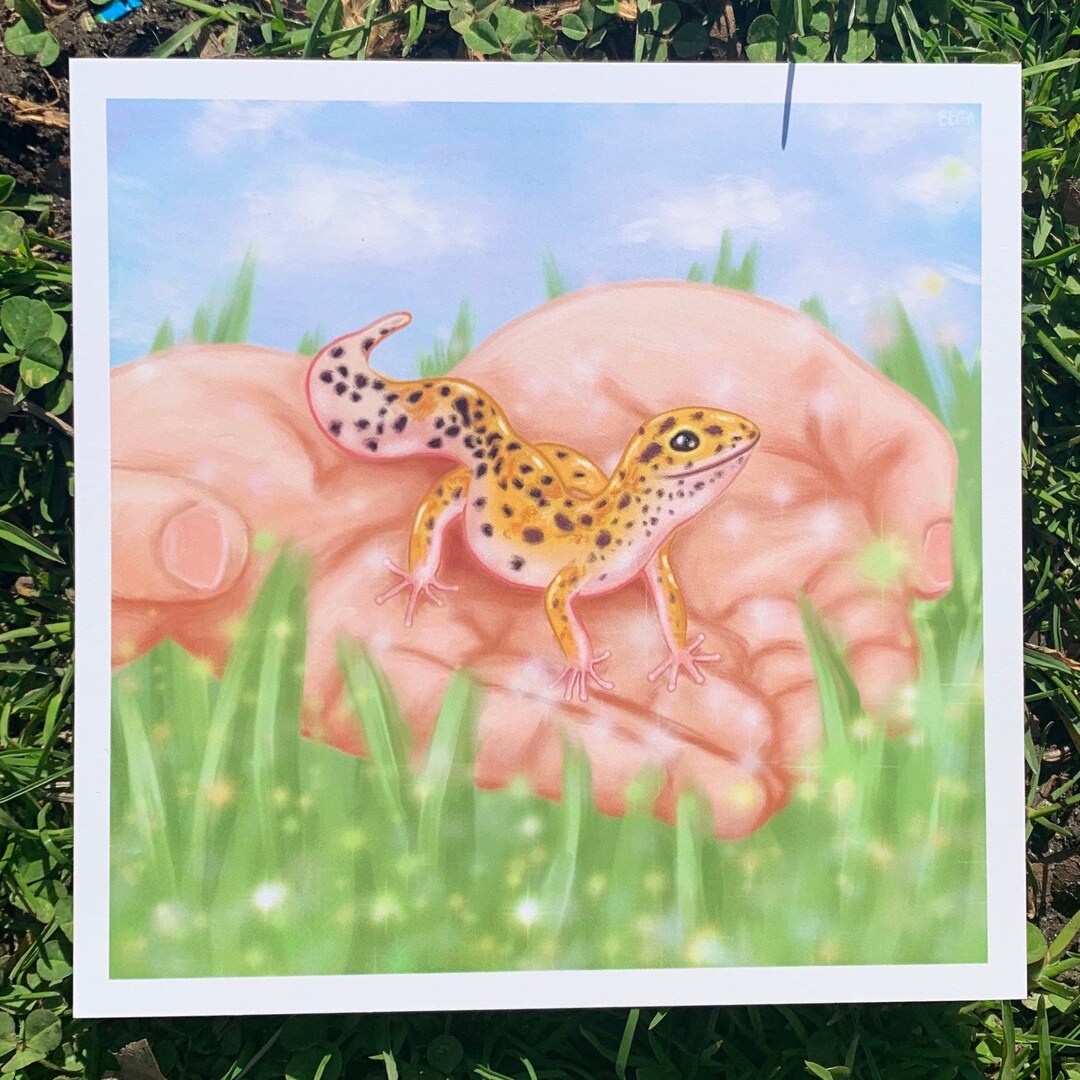 Leopard Gecko Print 5x5, Animal Wall Art, Reptile Art, Animal Lover ...