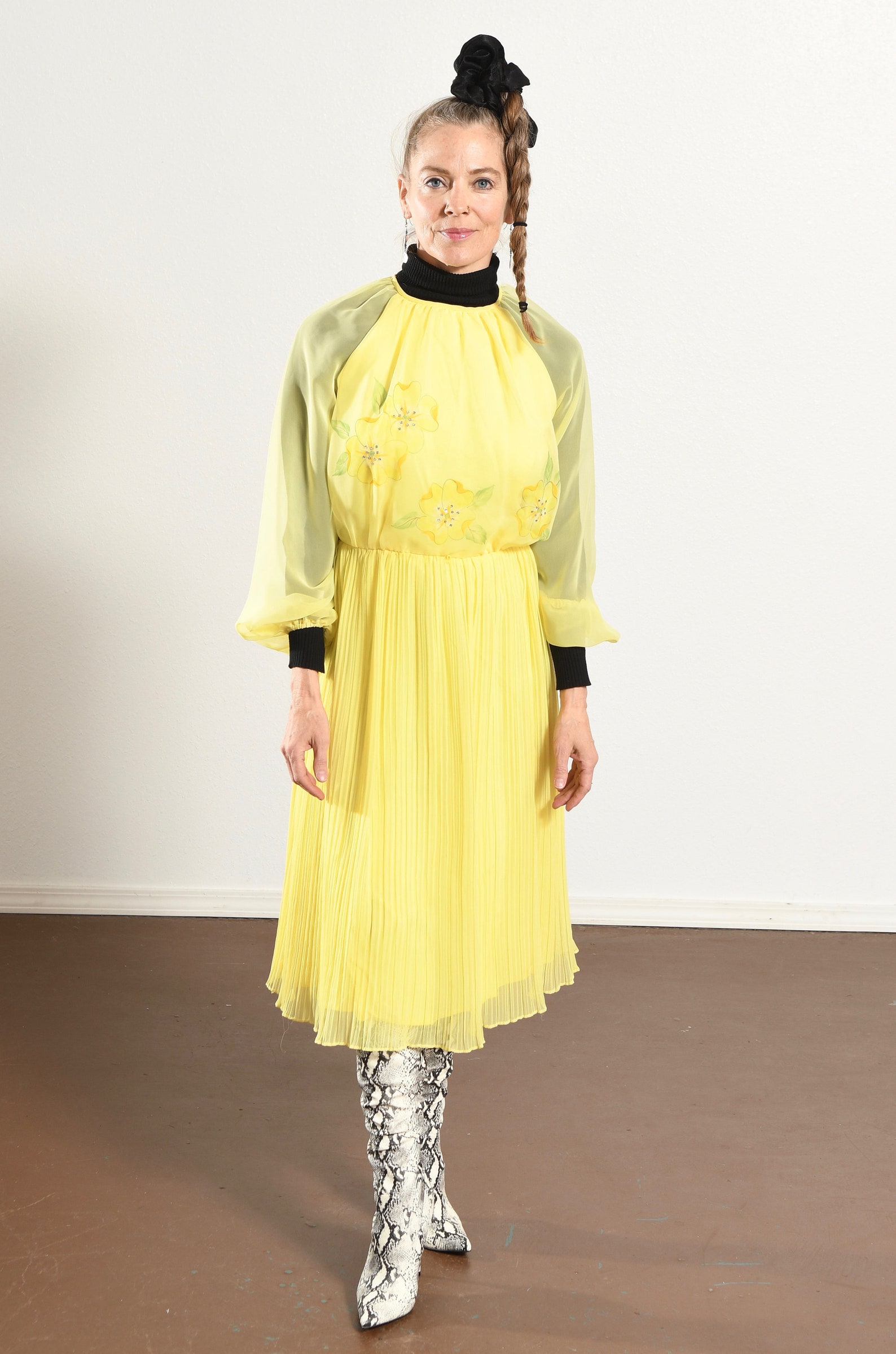 Vintage Chiffon Dress/ Yellow Chiffon Dress/ 70's Chiffon | Etsy