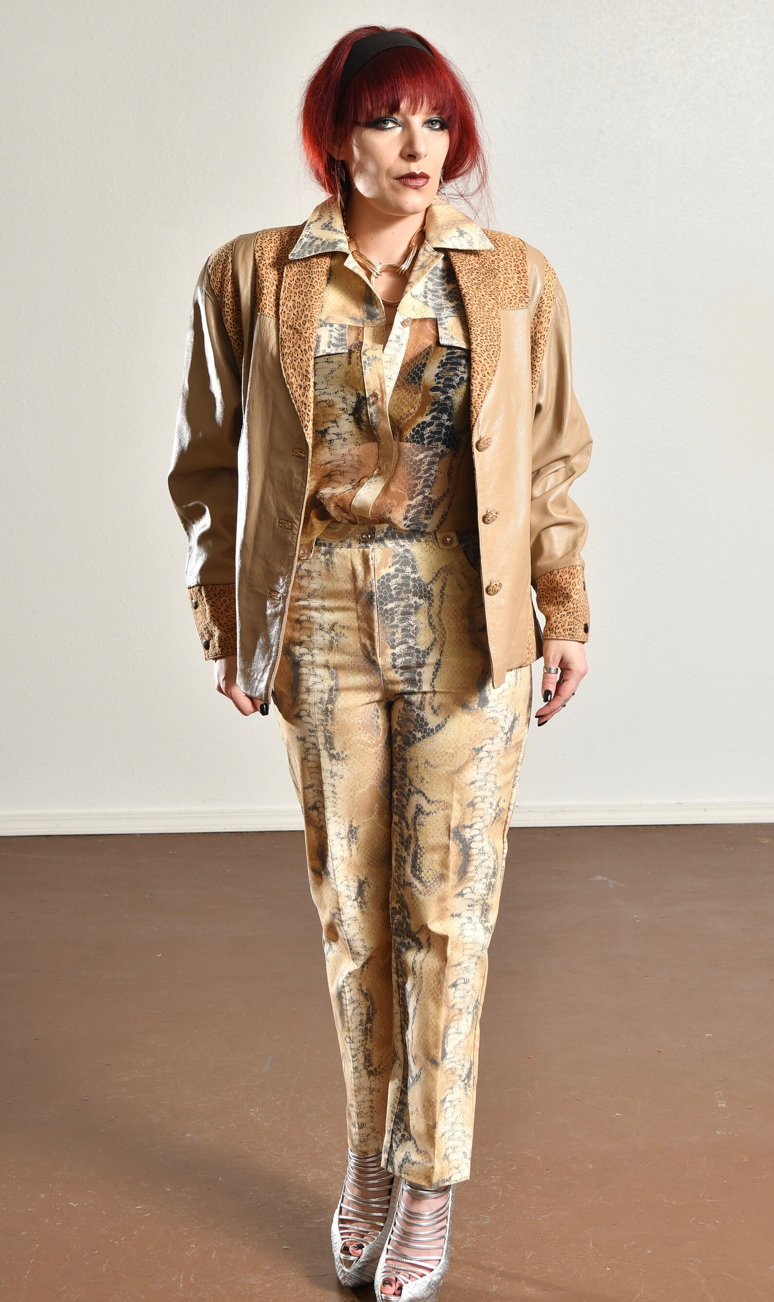 Vintage Leopard Print Leather Jacket/ 80's Leather Jacket/ | Etsy