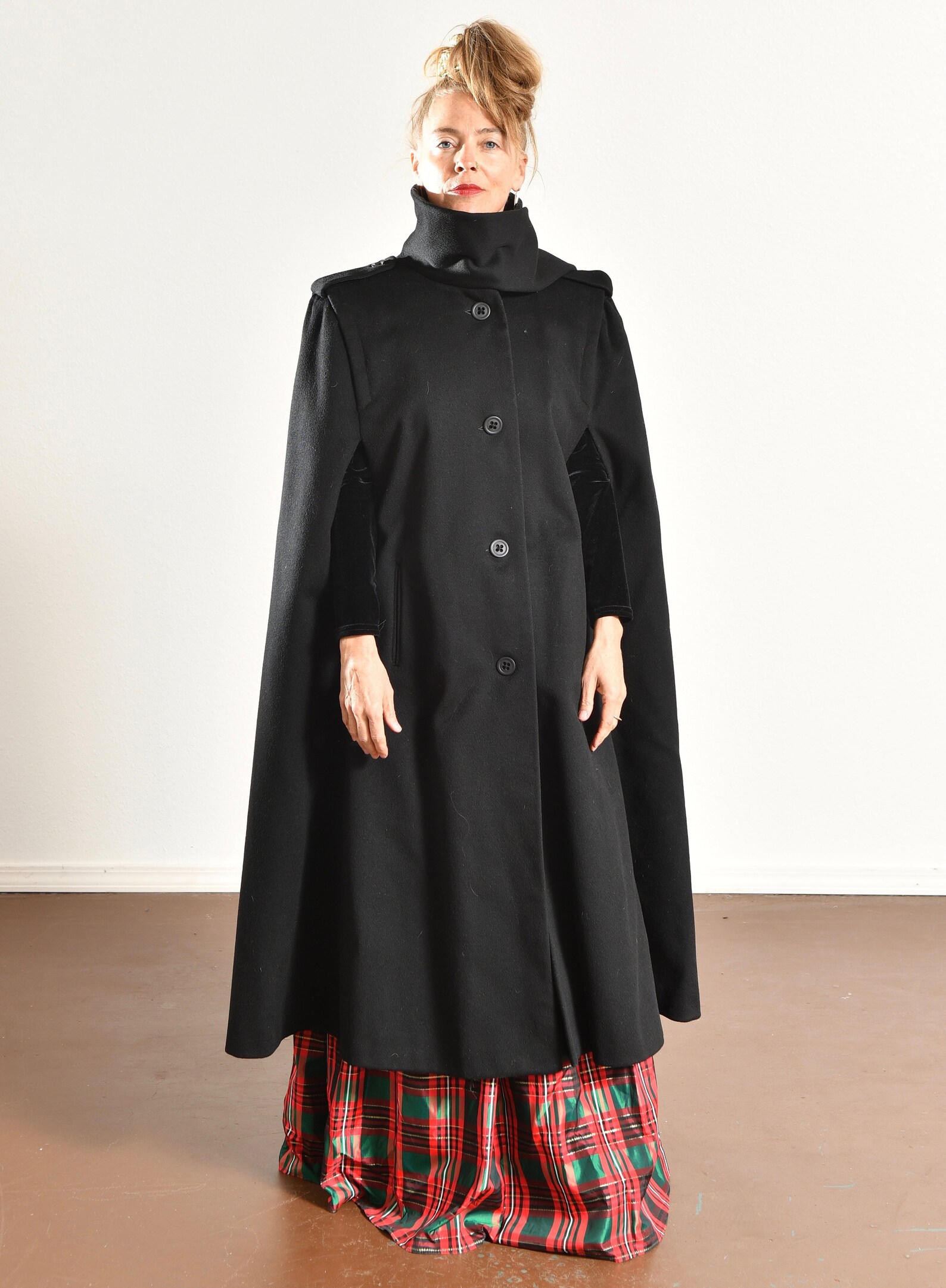 ALORNA Premier Black Wool Cape/ Black Wool Cape/ Full Length - Etsy
