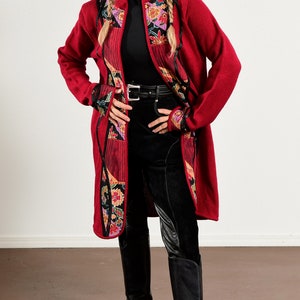 KOOS of Course/ Quilted Cardigan/ Long Caridgan/ Maroon Wool Carigan ...