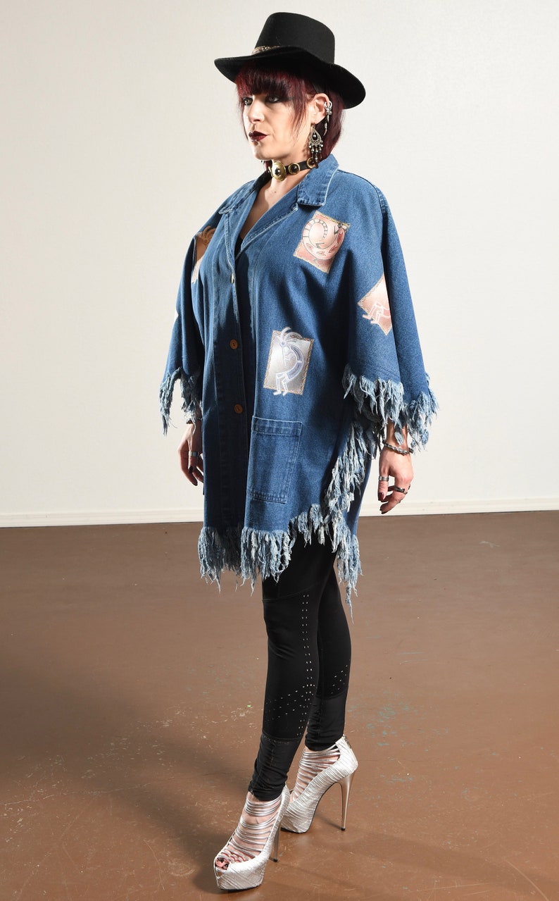 Hopi Kokopelli/ Salamander Coat/ Native American Denim Jacket/ | Etsy