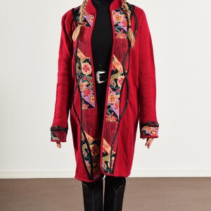 KOOS of Course/ Quilted Cardigan/ Long Caridgan/ Maroon Wool Carigan ...