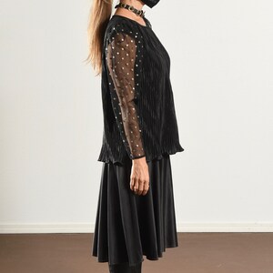 Gilberti/ Gold Polka Dot Dress/ 80's Cocktail Dress/ 80's Sheer Dress ...