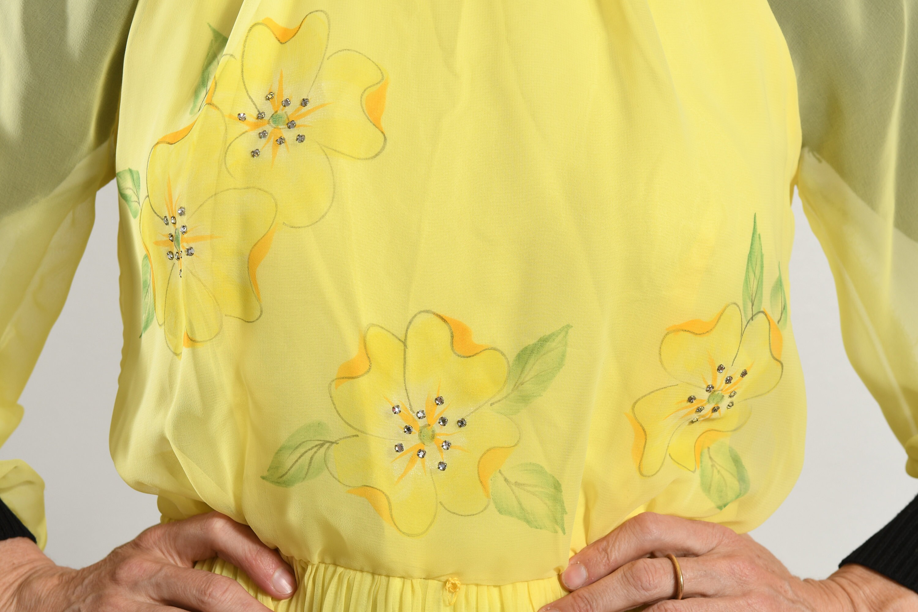 Vintage Chiffon Dress/ Yellow Chiffon Dress/ 70's Chiffon - Etsy