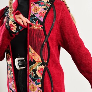 KOOS of Course/ Quilted Cardigan/ Long Caridgan/ Maroon Wool Carigan ...