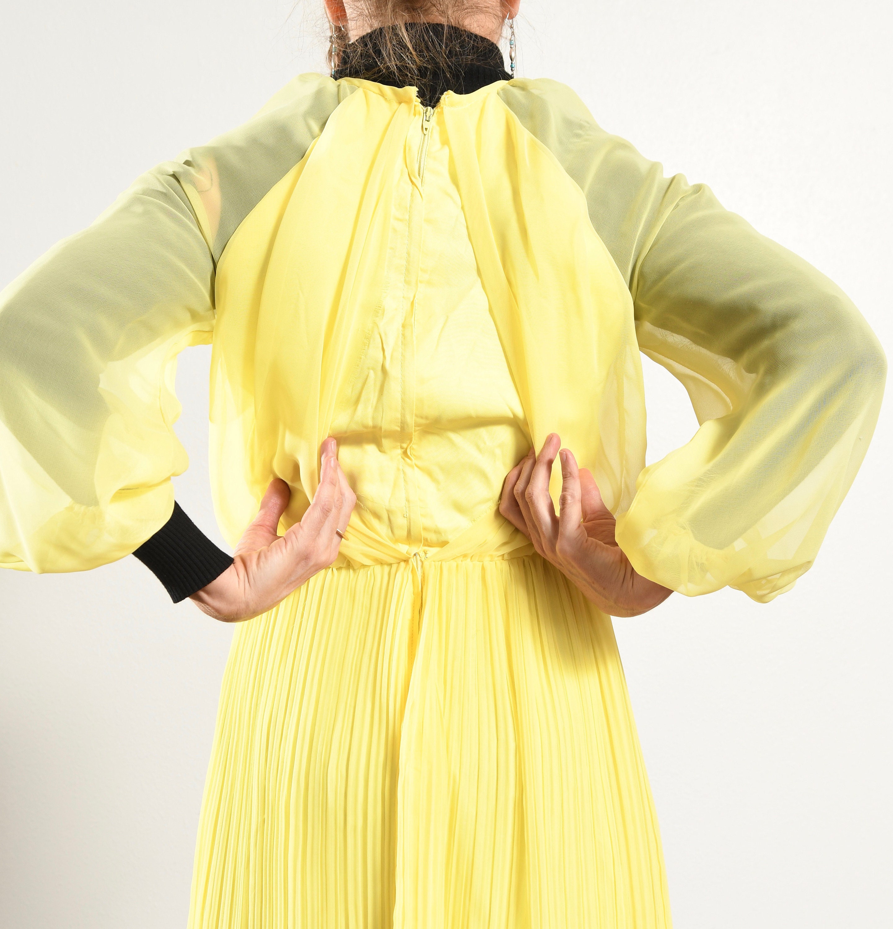 Vintage Chiffon Dress/ Yellow Chiffon Dress/ 70's Chiffon - Etsy