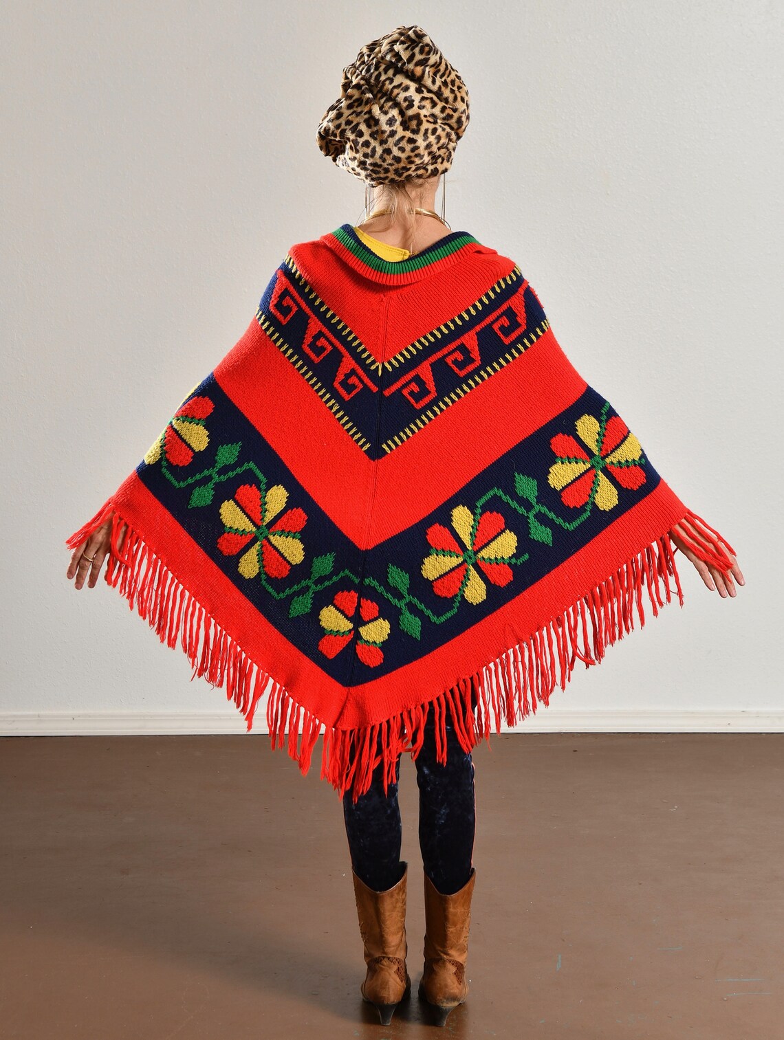70's Poncho With Pompoms/ Vintage Poncho With Pompoms/ - Etsy
