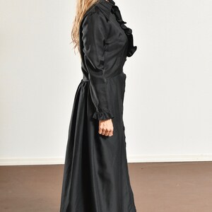 Black Western Ruffle Dress, 70's Maxi Dress, Long Shirtdress, Mr. Mench ...