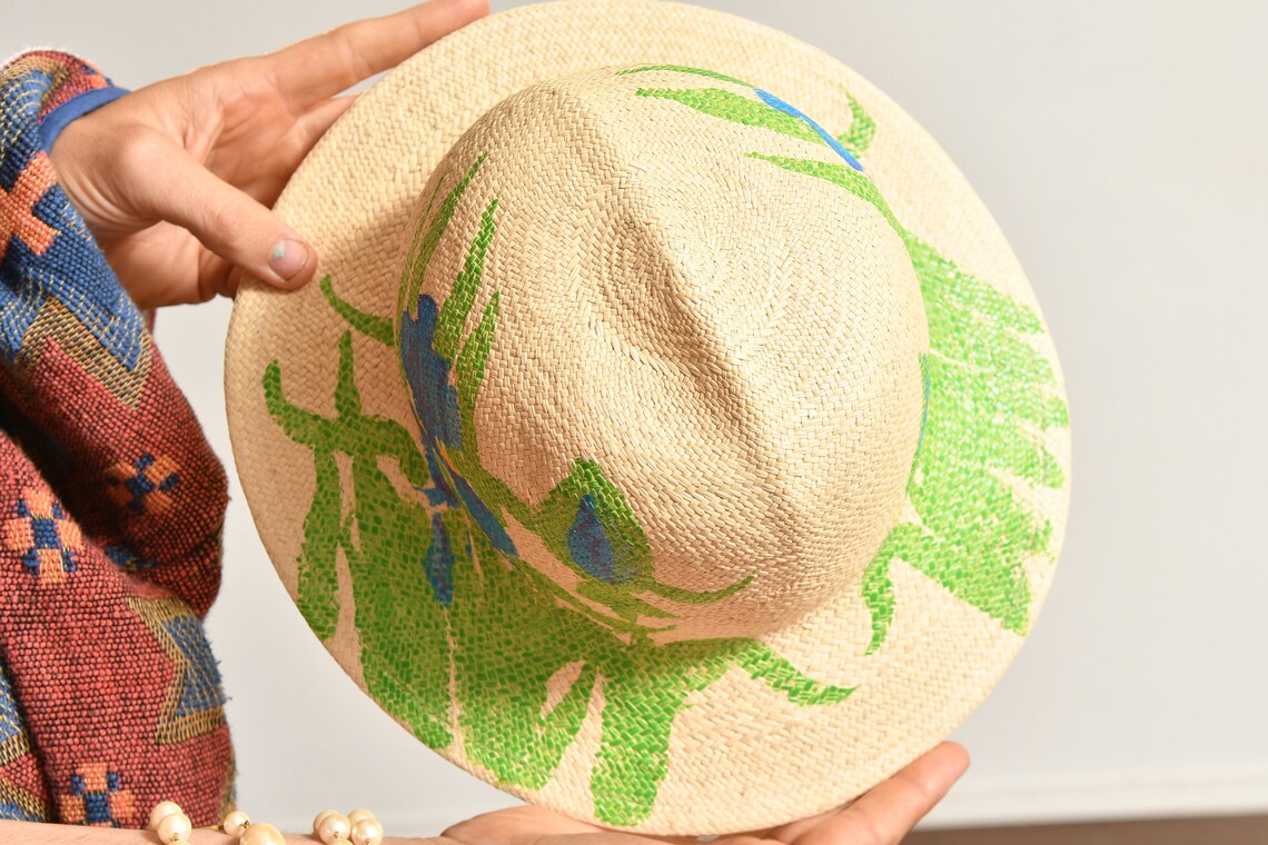 Hand Painted Wicker Hat/ Floral Painted Hat/ Gender Fluid - Etsy