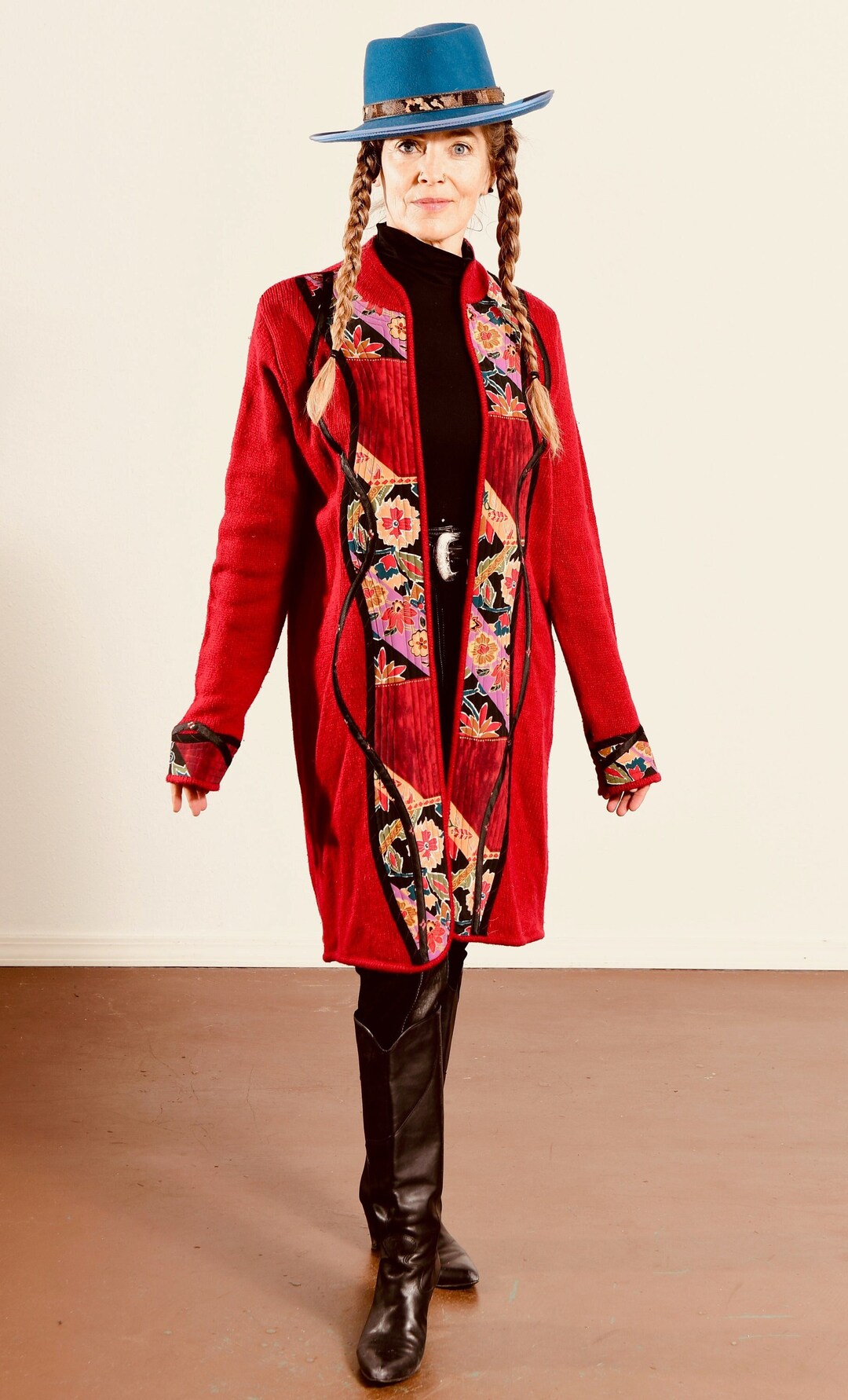 KOOS of Course/ Quilted Cardigan/ Long Caridgan/ Maroon Wool Carigan ...