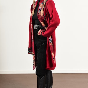 KOOS of Course/ Quilted Cardigan/ Long Caridgan/ Maroon Wool Carigan ...