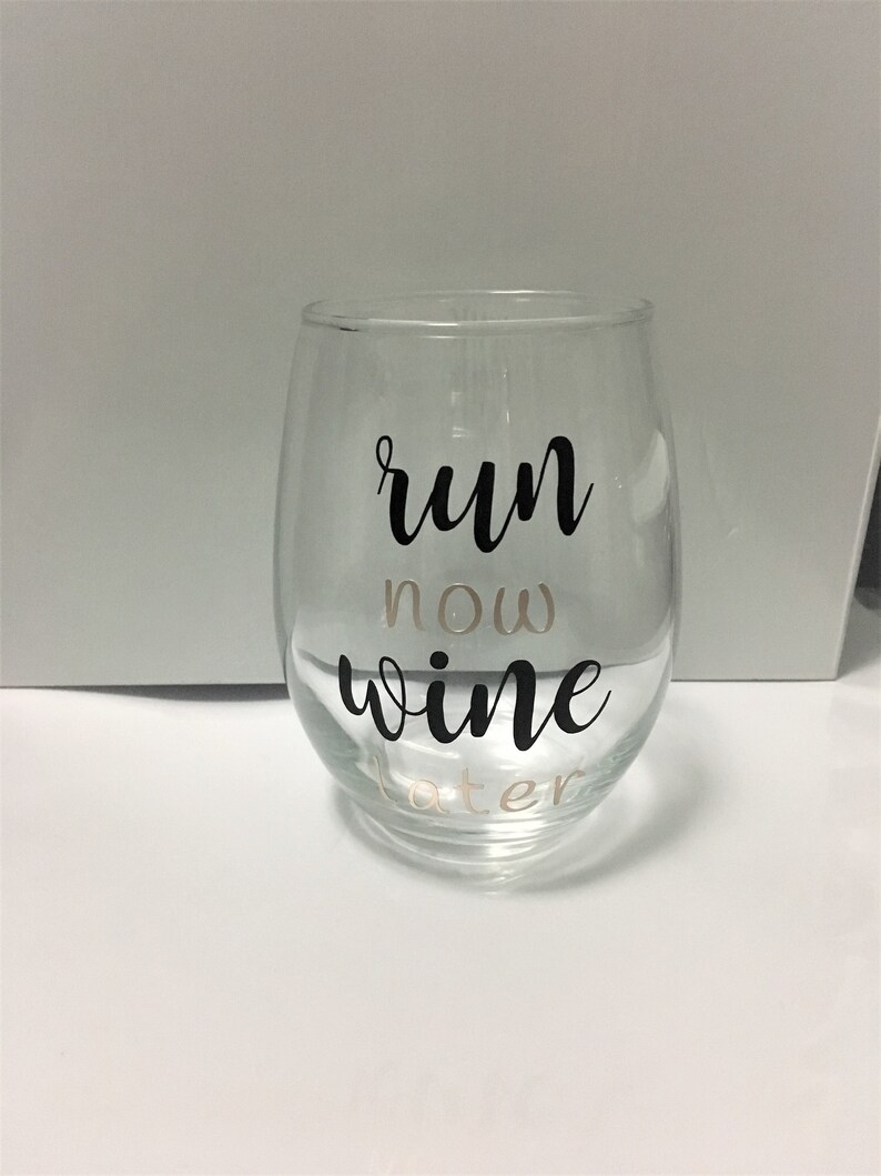 Run Now Wine Later Stemless Wine Glass - Etsy