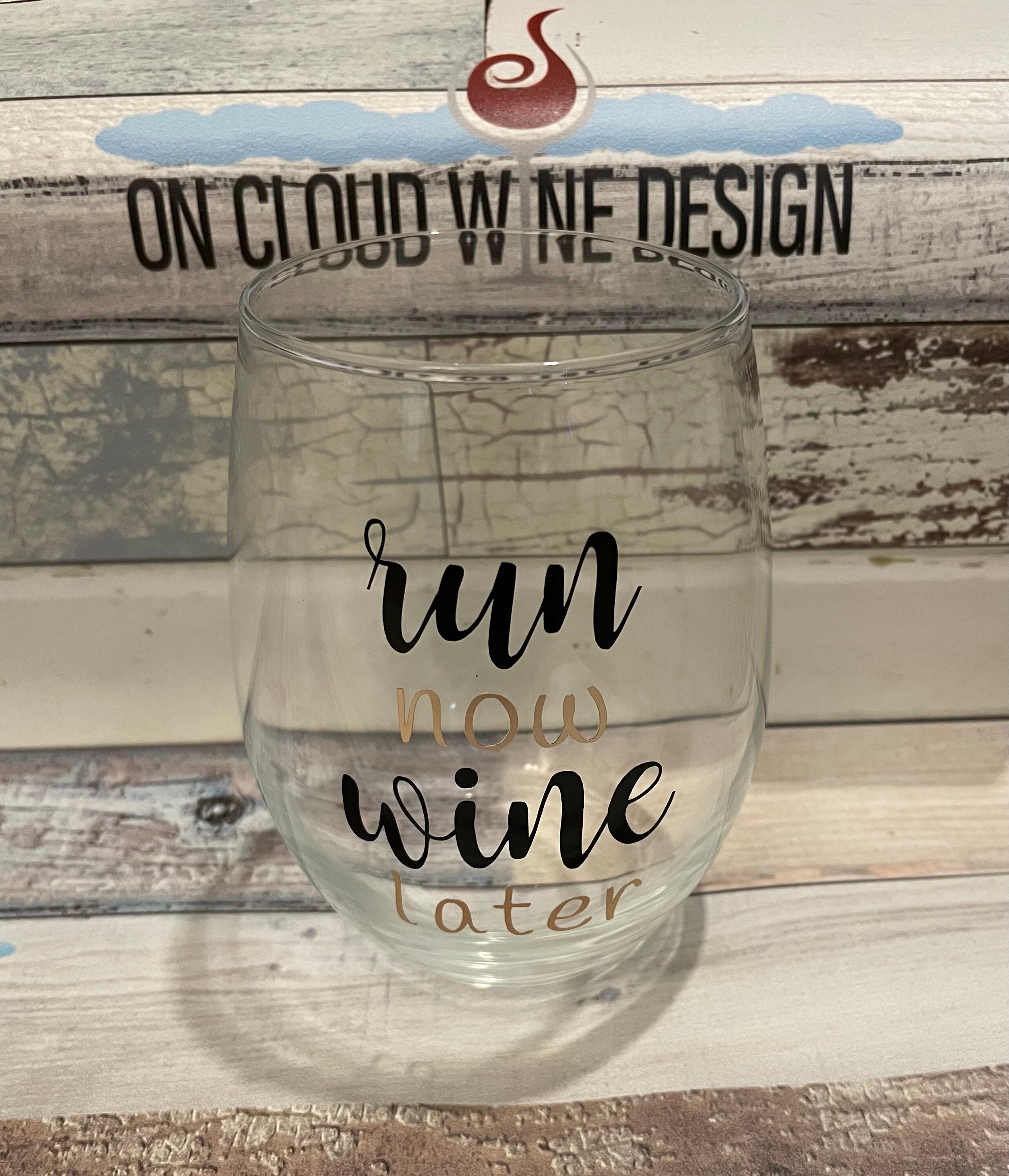 Run Now Wine Later Stemless Wine Glass - Etsy