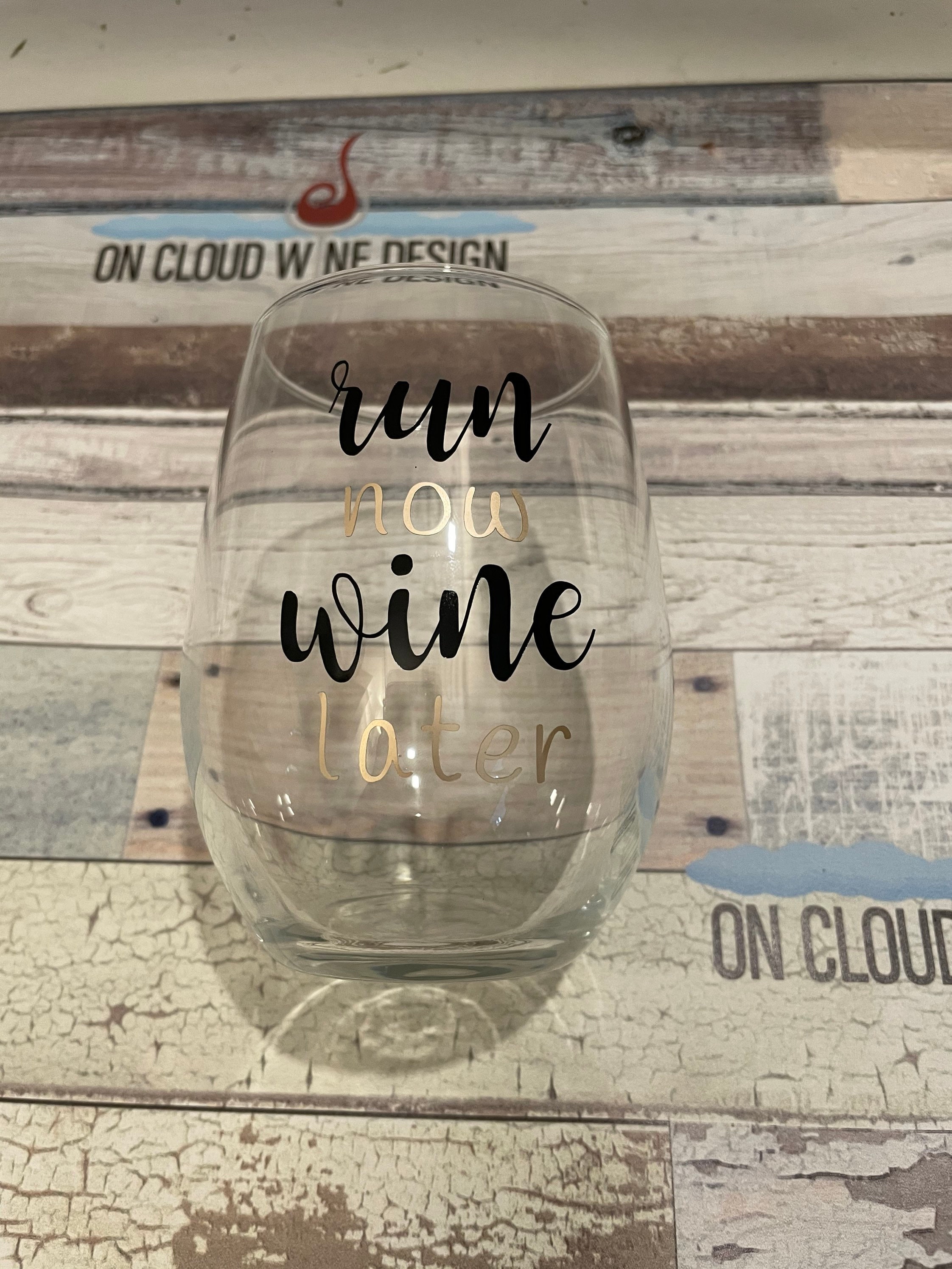 Run Now Wine Later Stemless Wine Glass - Etsy