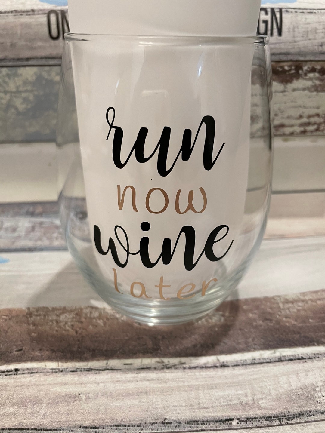 Run Now Wine Later Stemless Wine Glass - Etsy