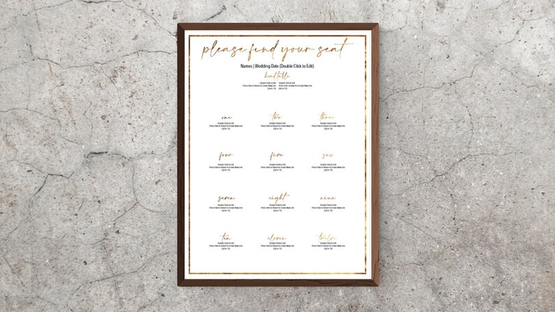 Printable Seating Chart Poster for Wedding Graduation Party - Etsy