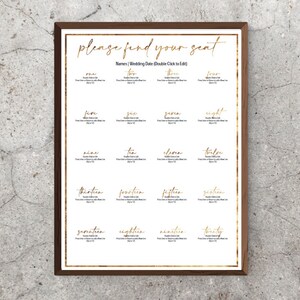 Printable Seating Chart Poster for Wedding, Graduation Party, Birthday ...