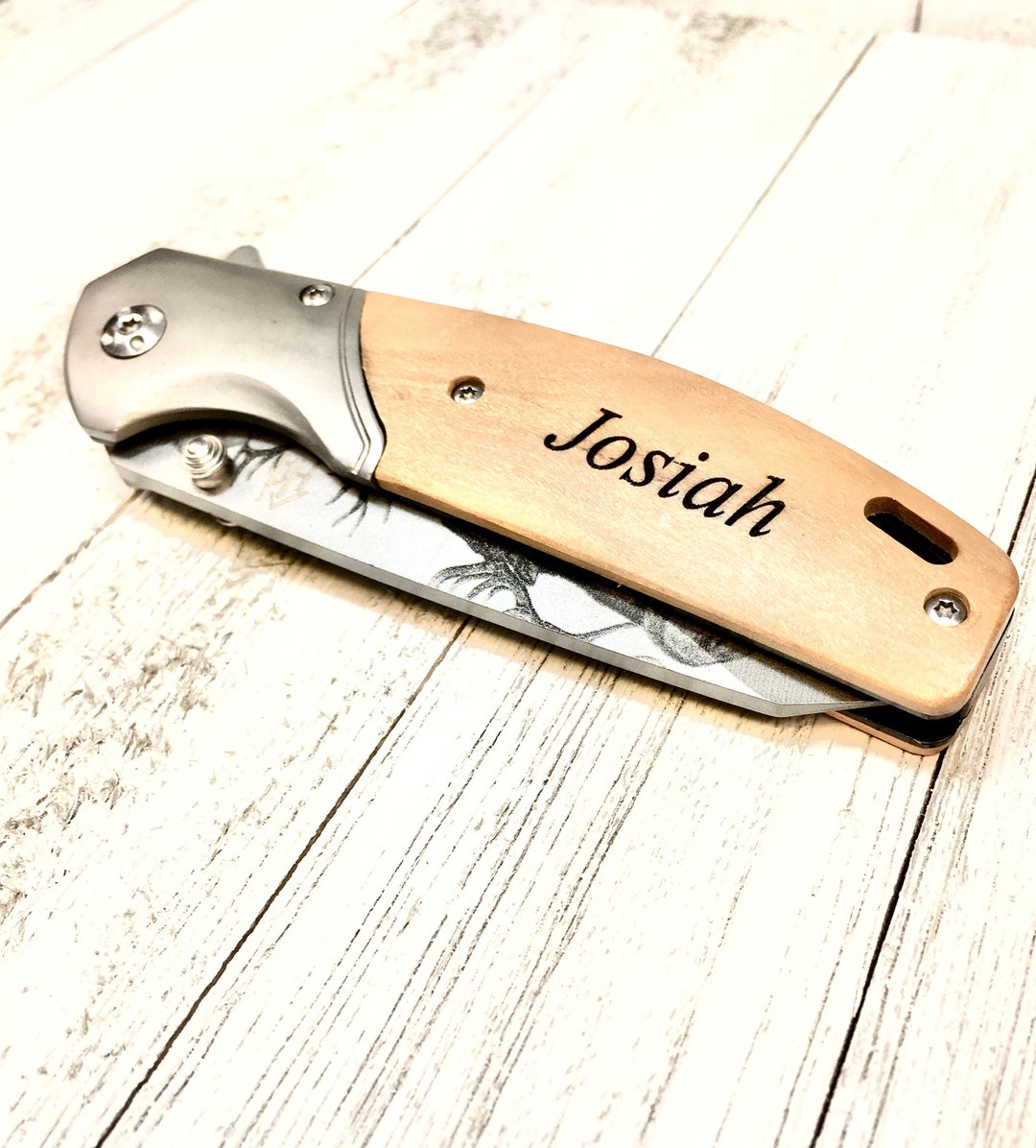 Personalized Knife Custom-made Laser-engraved Olive-wood Handle. Made ...