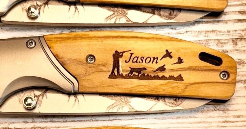 Engraved Wood Handle Pocket Knife | Custom Stainless Steel Blade for ...