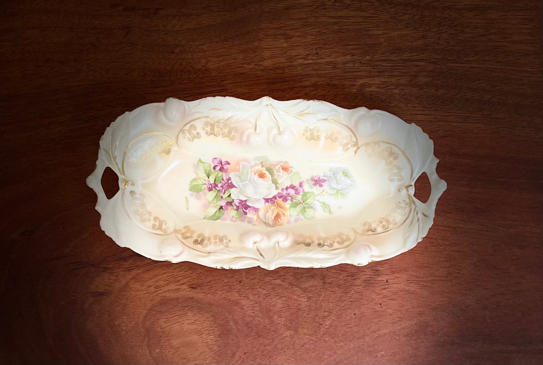 Antique German IPF Floral Celery Dish - Etsy