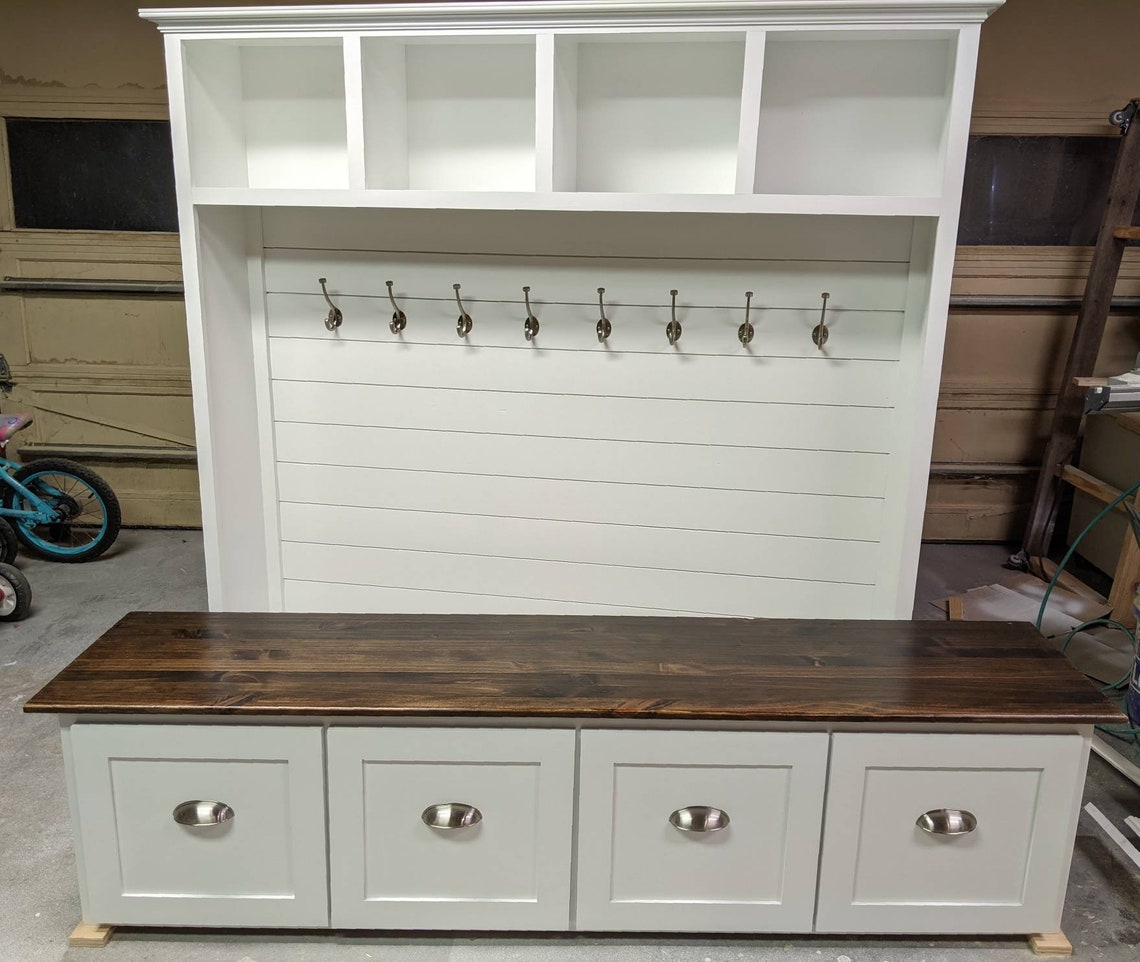 Hallway Tree With Drawers Farmhouse Mudroom Hall Tree Entryway Hall ...
