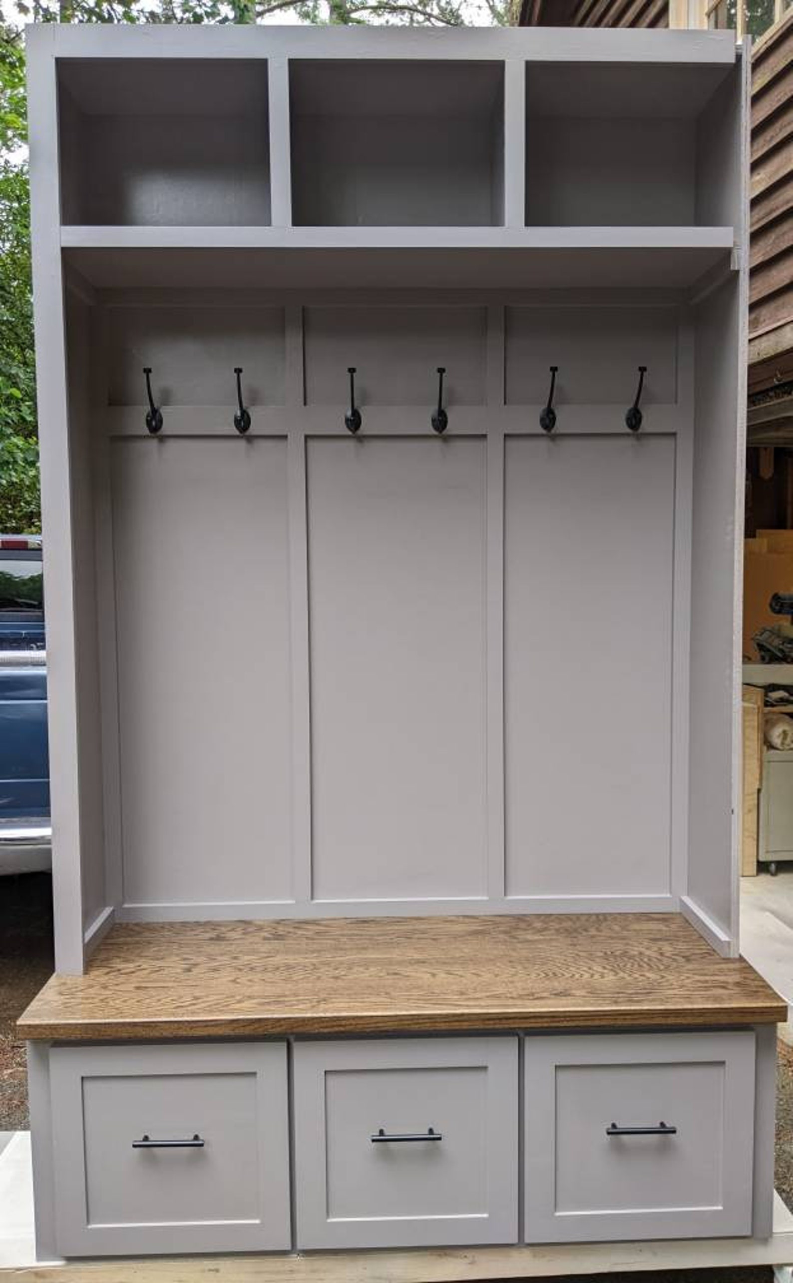 Hallway Tree With Drawers | Farmhouse Mudroom Hall Tree | Entryway Hall ...