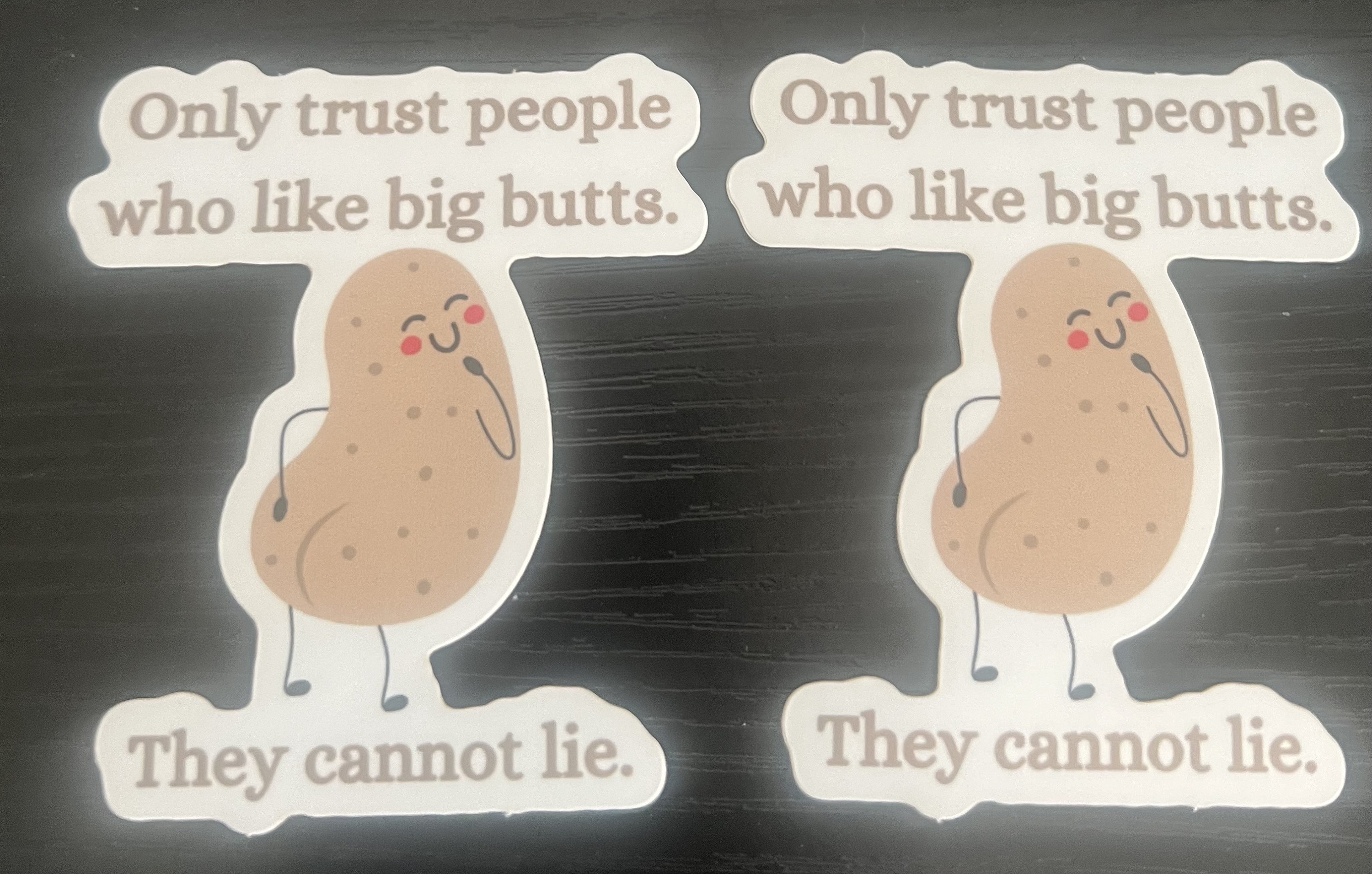 Funny Brown Potato Butt Waterproof Sticker Cute Quote Cartoon Matte ...