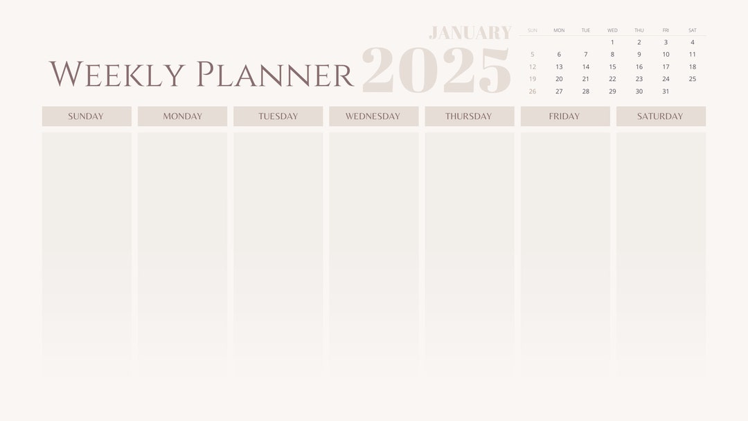 2025 Weekly Planner Printable - Creamy Minimalistic Style for Organized ...