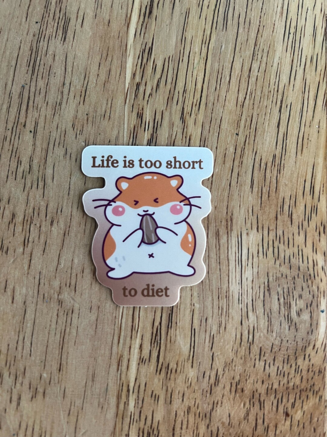 Funny Brown Hamster Eating Waterproof Sticker Cute Quote Cartoon Matte ...