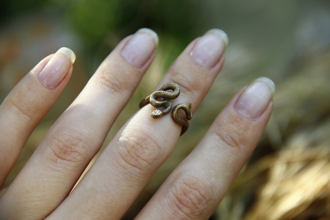 Bronze Snake Ring, Gold Snake Ring, Snake Ring, Textured Snake Ring ...