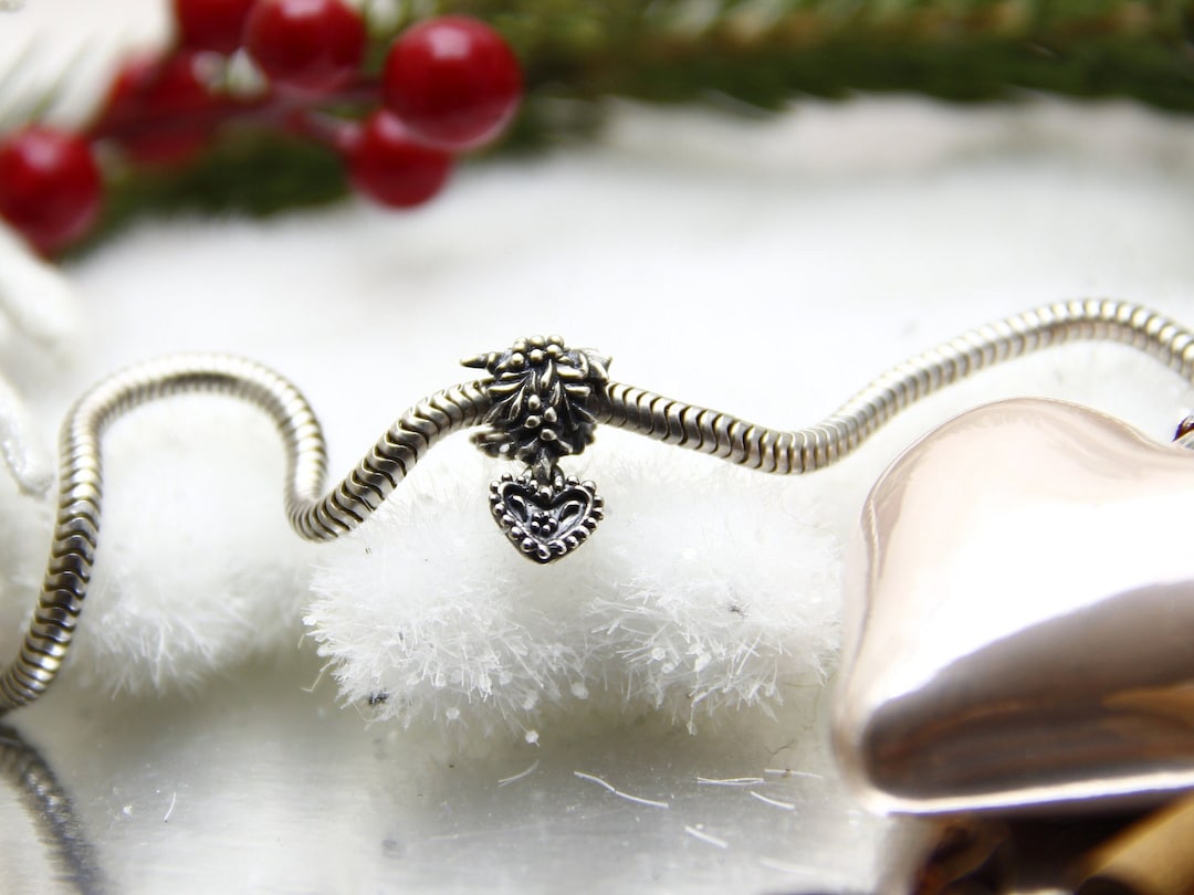 Silver Mistletoe With Heart Gingerbread Charm for Bracelet. Homemade ...