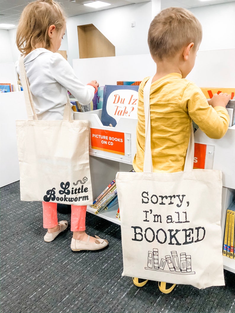 Little Bookworm library tote bag Library bag Kids tote bag | Etsy