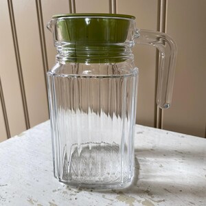Arc France Small Refrigerator Glass Pitcher With Handle and Green Lid ...