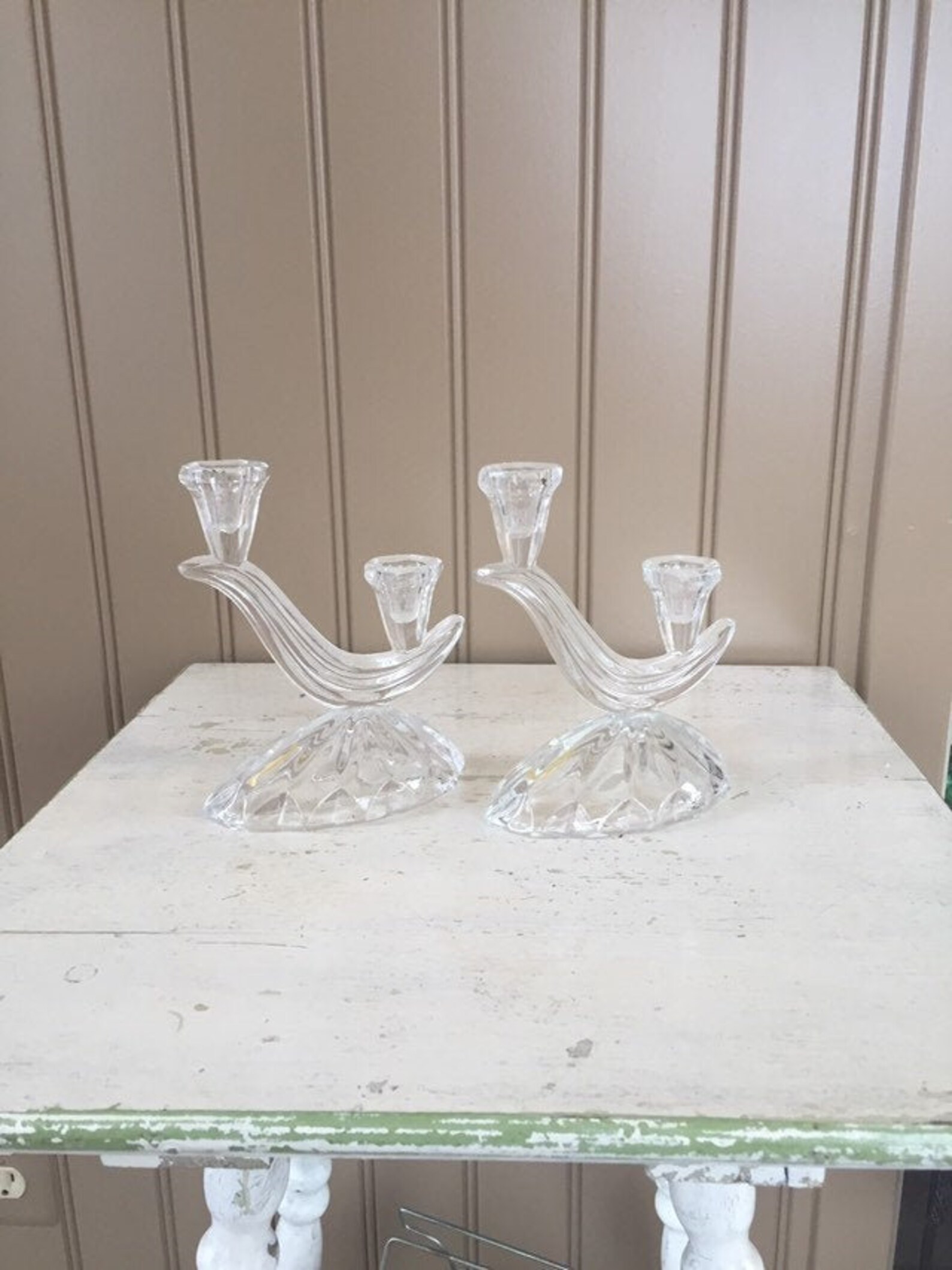 Imperlux West Germany 24% Lead Crystal Candelabras Double Candlesticks ...