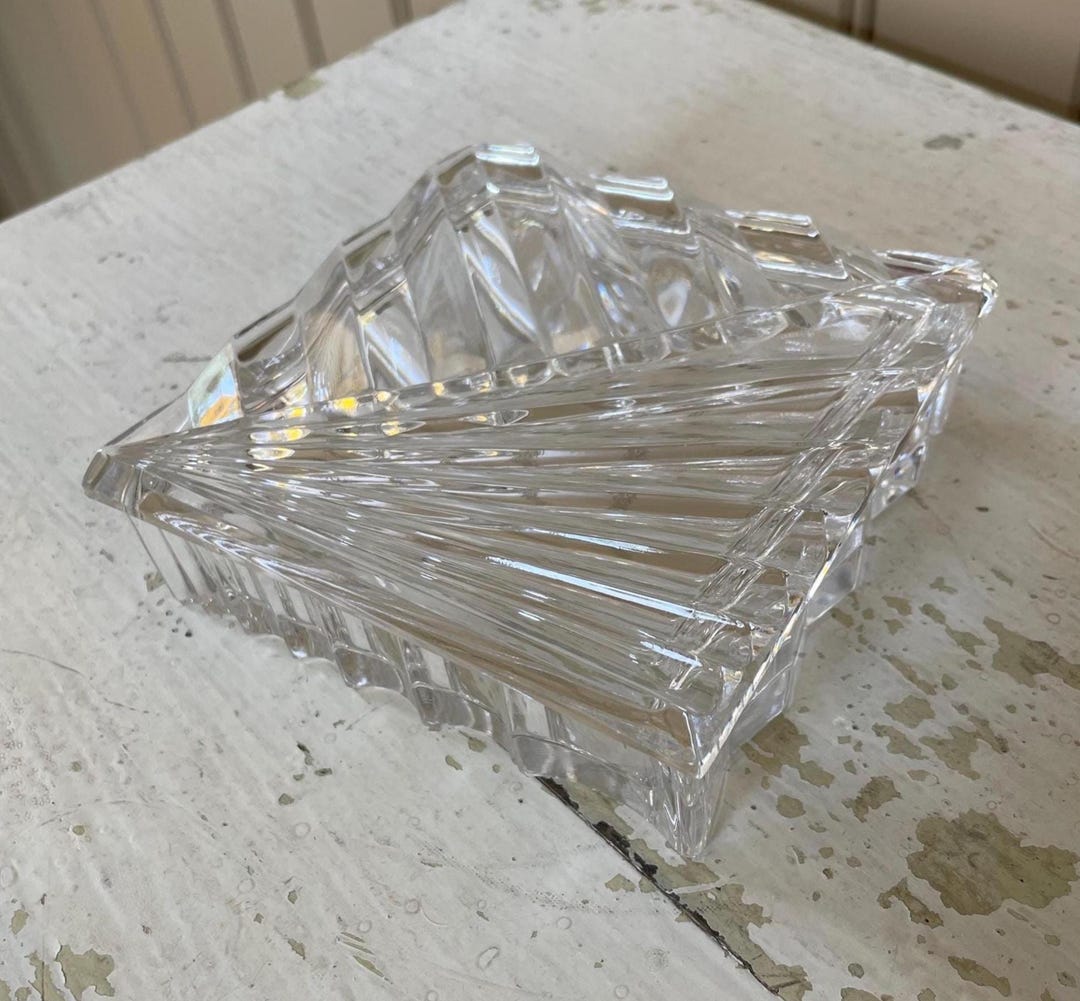 Lead Crystal Jewelry Box: MCM Lidded Glass Box - Etsy