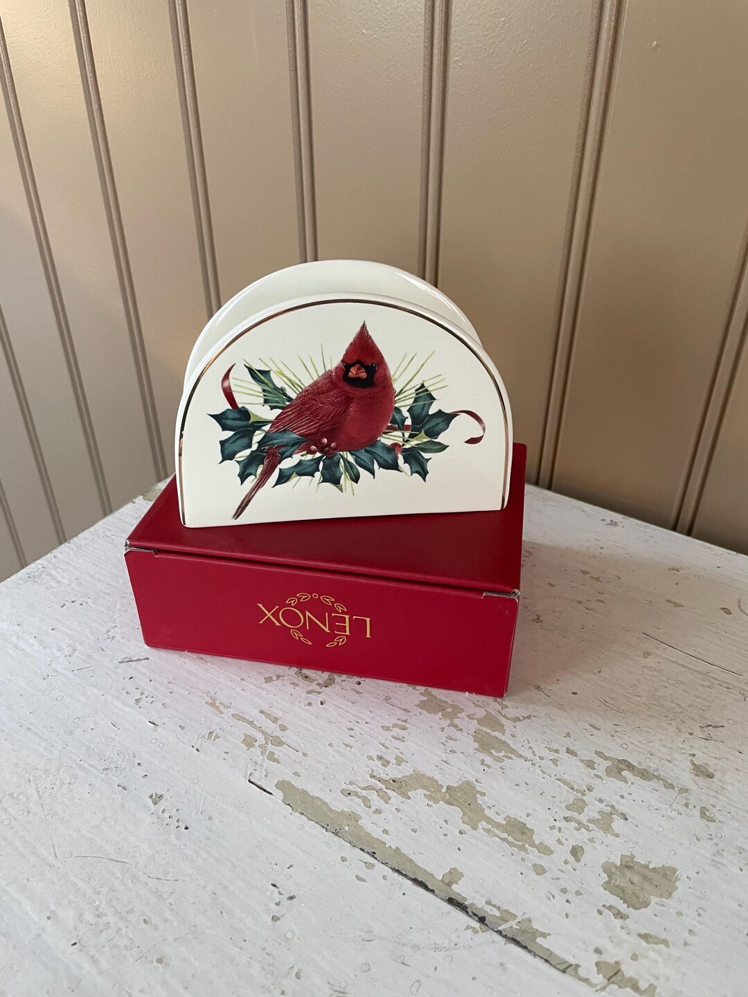 Lenox Cardinal Winter Greetings Napkin Holder in Original Box - Etsy