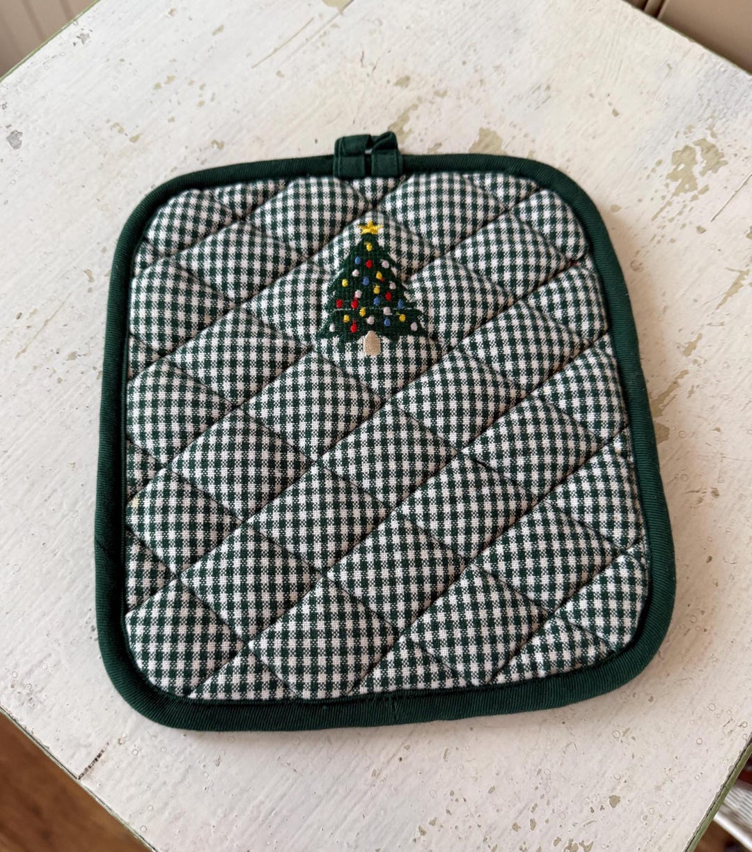 2002 Target Marshall Fields Christmas Tree Green Gingham Plaid Pot ...