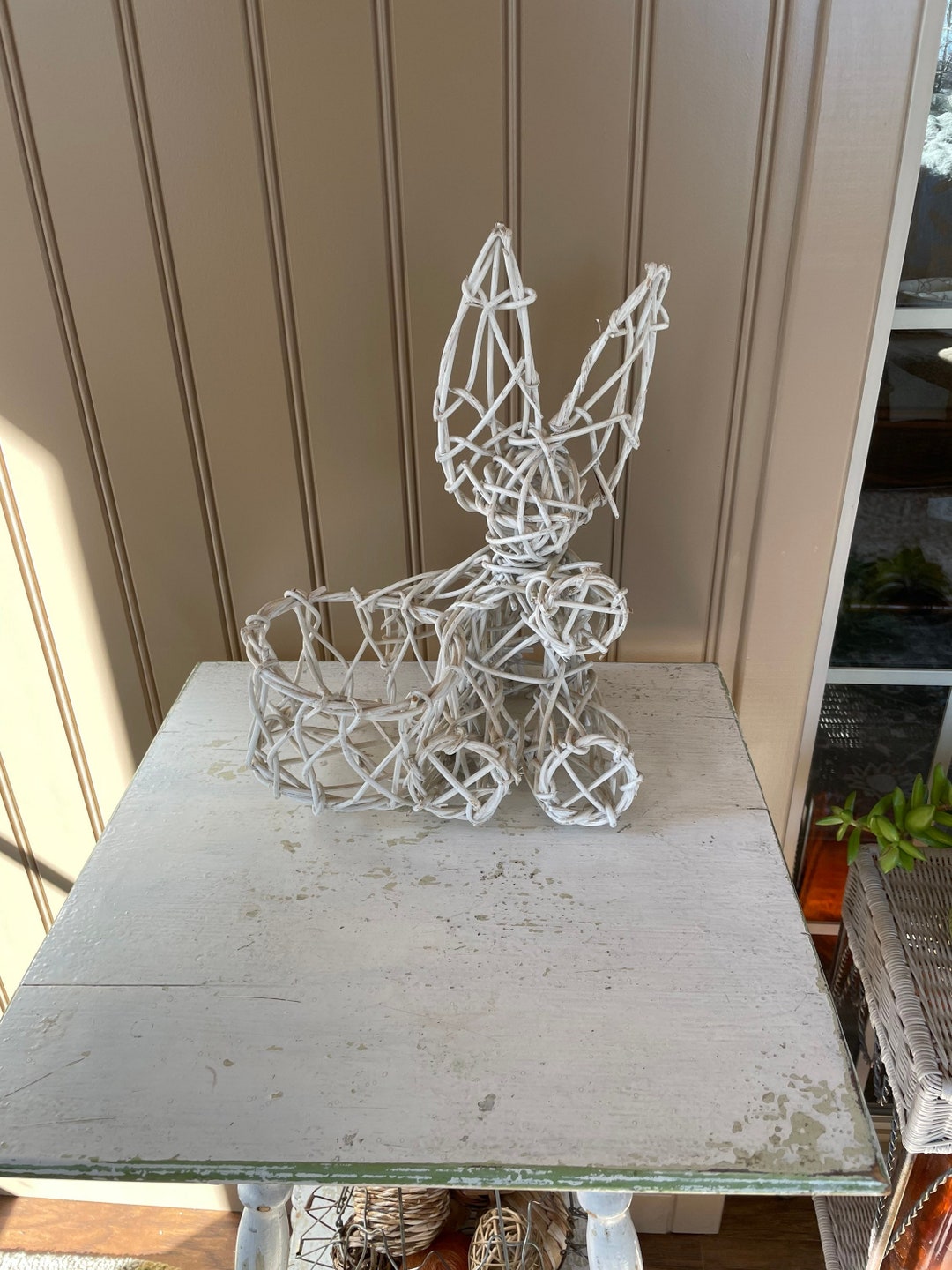 Wicker Rabbit Planter Holder Candy Holder - Etsy