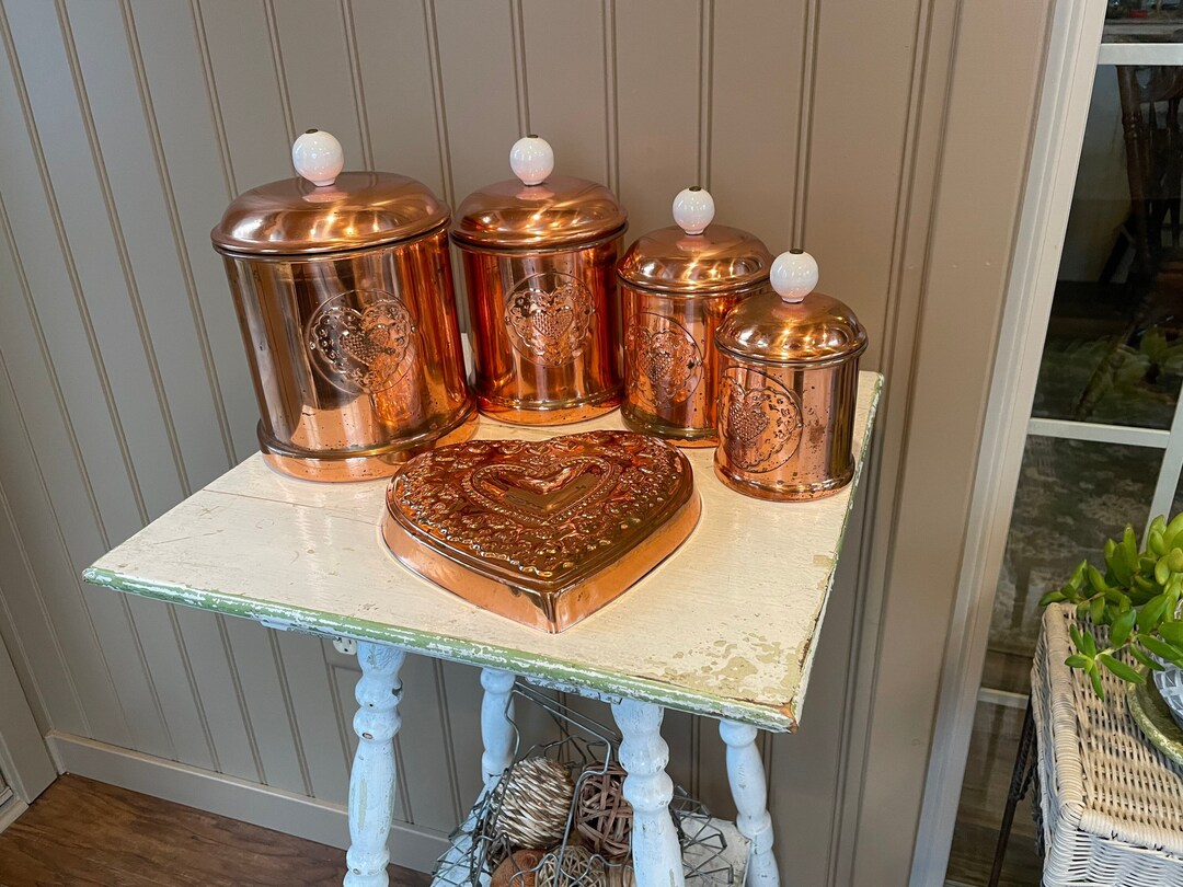 Rare Cook’s Bazaar Canister Set and Matching Wall Mold Copper Over ...