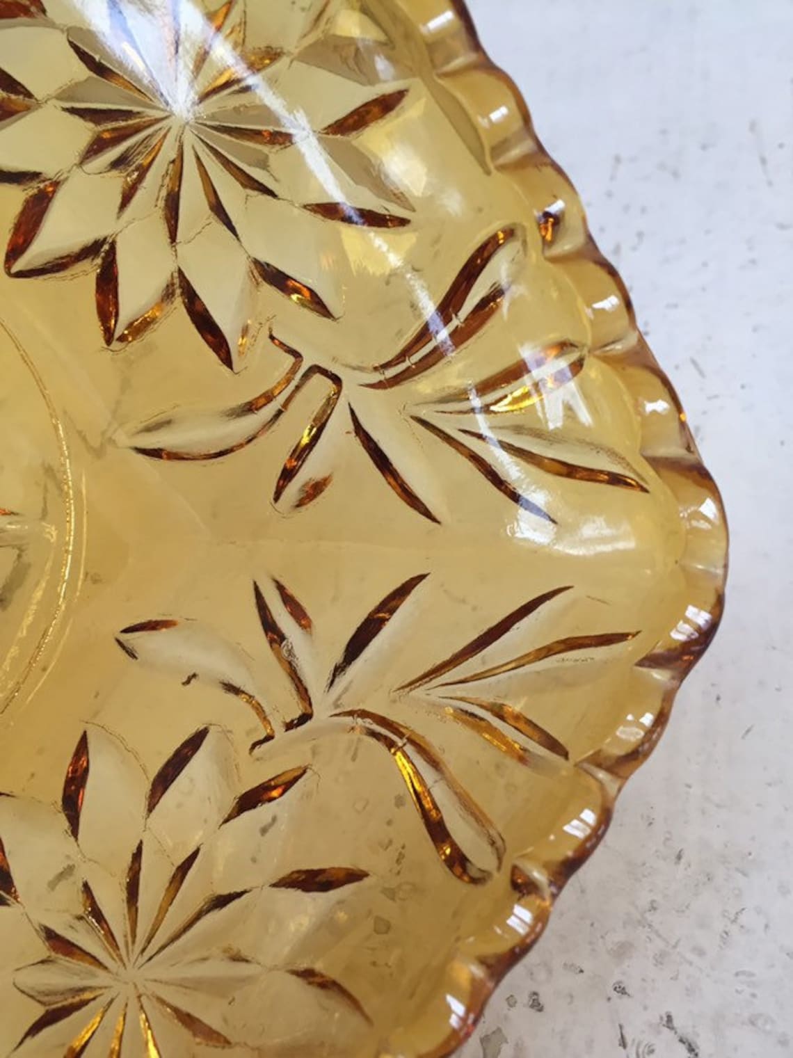 Amber cut glass small dish relish dish candy dish | Etsy