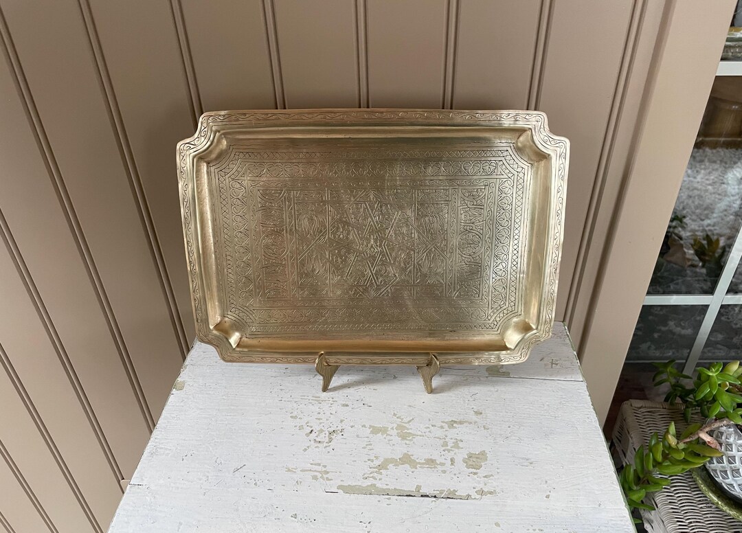 Etched Brass Small Tray Rustic Rectangular Brass Tray Vintage Brass - Etsy