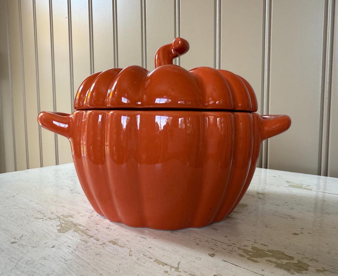 Crofton Stoneware Pumpkin Baking Crock Lidded Stoneware Pumpkin Small ...