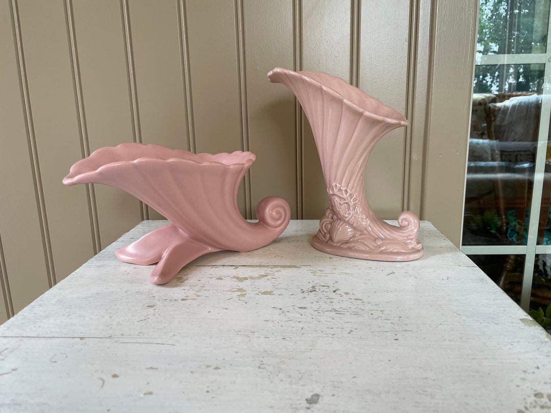 Pink Pottery Shell Planters Pink Vases Abingdon Sold Separately - Etsy