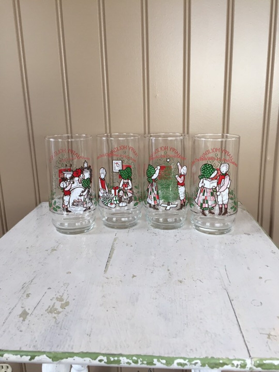 Holly Hobbie American Greetings Coca Cola Glasses 1980 Set Of 4 Deck